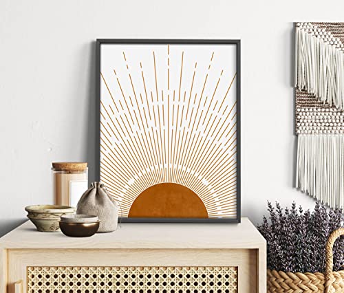 Sun Ray Boho Bedroom Wall Decor, Sun Line Art Modern Wall Decor, Mid Century Modern Wall Decor, Bathroom, Living Room, Office, Classrooms, Home Wall Decor, Set of 3 Prints, 11x14inch Unframed