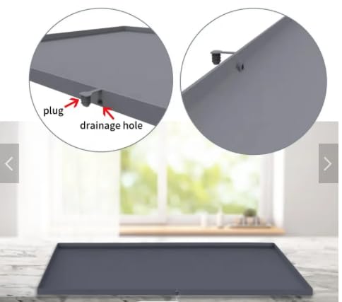 Premium 34β x 22β Under Sink Mat with Bonus Faucet Splash Guard: Waterproof Silicone Kitchen Sink Mat with Drain Hole - Rubber Mat Cabinet Protector, Anti-Slip, and Waterproof Kitchen Cabinet Liner