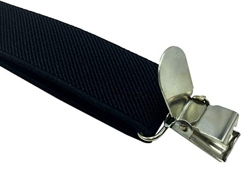 LOLELAI Suspenders for Women and Men | Elastic, Adjustable, Y-Back | Pant Clips, Tuxedo Braces (1, Black)