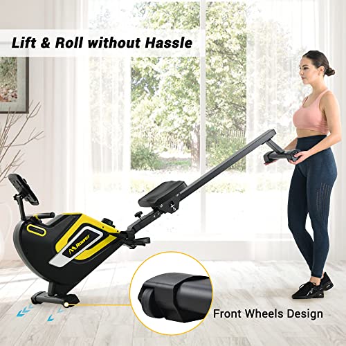 Merax Magnetic Folding Rowing Machine Indoor Rower Machine with 46 Inch Slide Rail, Max 330LB Home Cardio