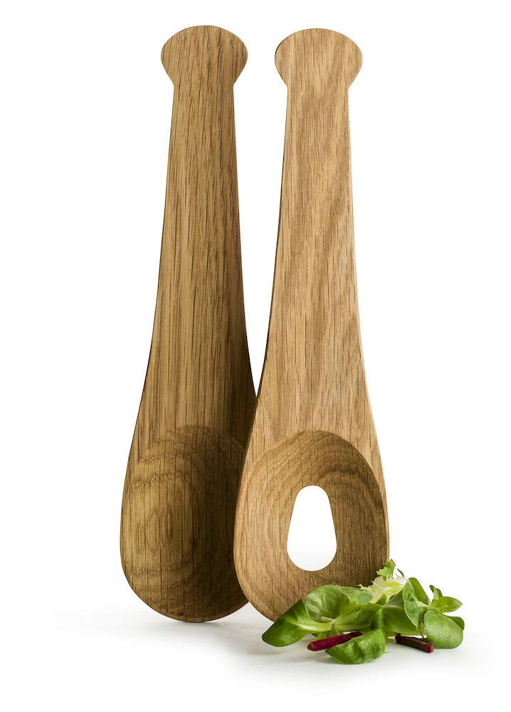 Sagaform Nature Collection Oak Salad Servers, 9.5-Inch, Wood