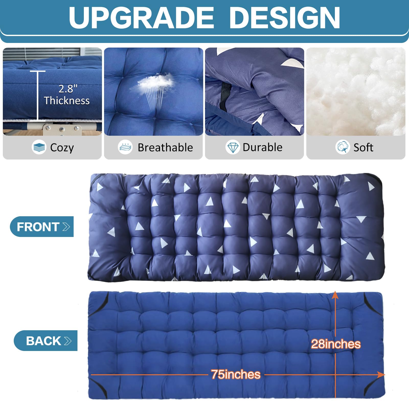 NESDCC Camping cot, Camping Bed cots for Sleeping 450LBS(Max Load) 75x28 inches Folding cot with Carry Bag Double Layer Oxford Camping cots Sleeping cots for Adults Office Home Nap Beach Vocation
