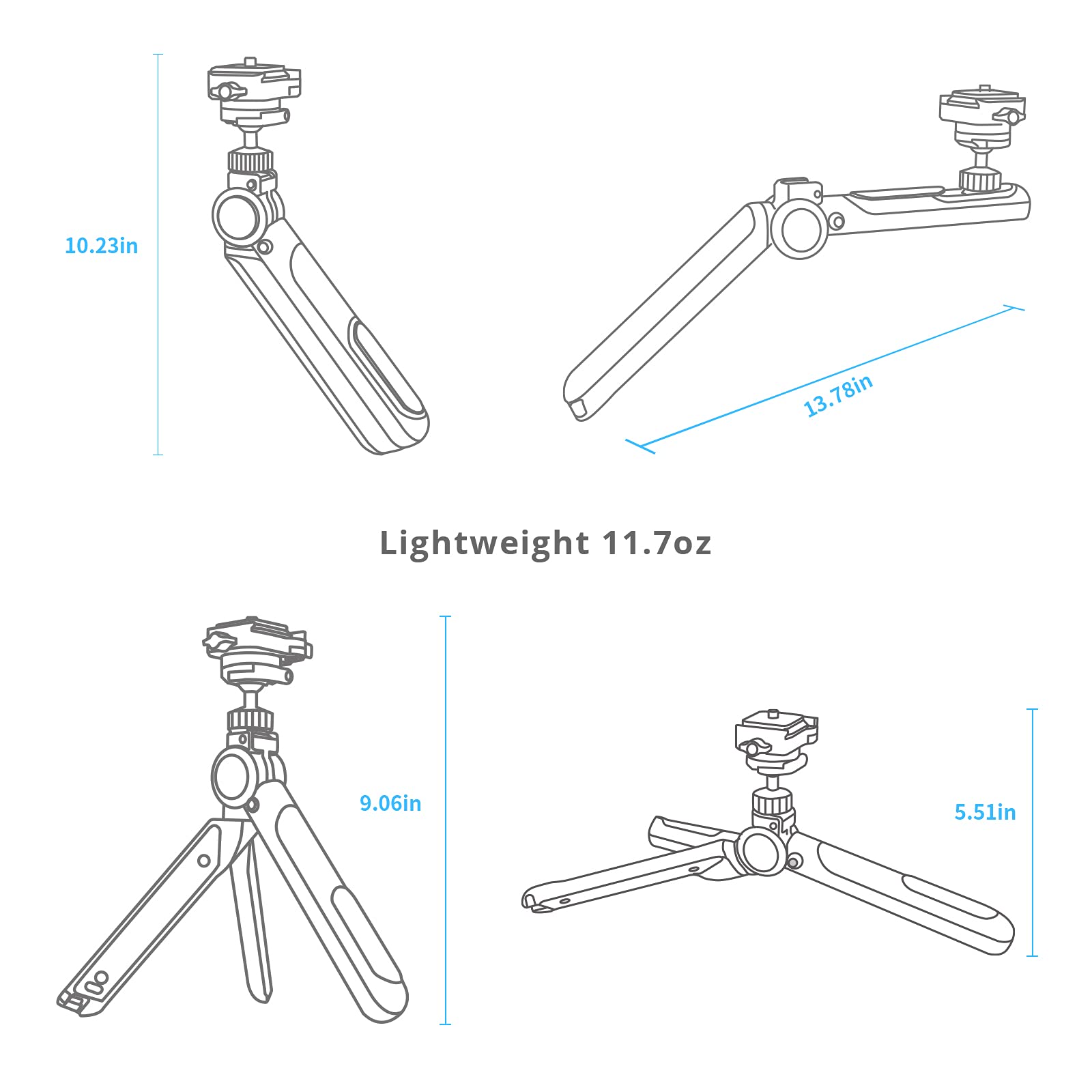 PGYTECH MANTISPOD PRO Mini Camera & Cell Phone Tripod Stand Magnesium Alloy Small Travel Flexible Vlogging Tripod | DSLR Accessories Pocket Video Vlogger Desktop Shooting Selfie Tripod Mount