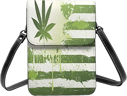 Small Crossbody Bags for Women Grass Pot Leaf Lightweight Cellphone Wallet Purse