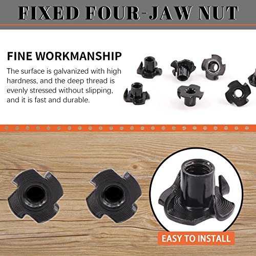 Tanstic 192Pcs Black Crib Hardware Screws Kit, Zinc Plated M6 x 20/30/40/50/60/70/80mm Hex Socket Head Screws Bolt and Barrel Nuts, 4 Prong T-Nuts, Flange Nuts, Threaded Insert Nuts with Allen Wrench