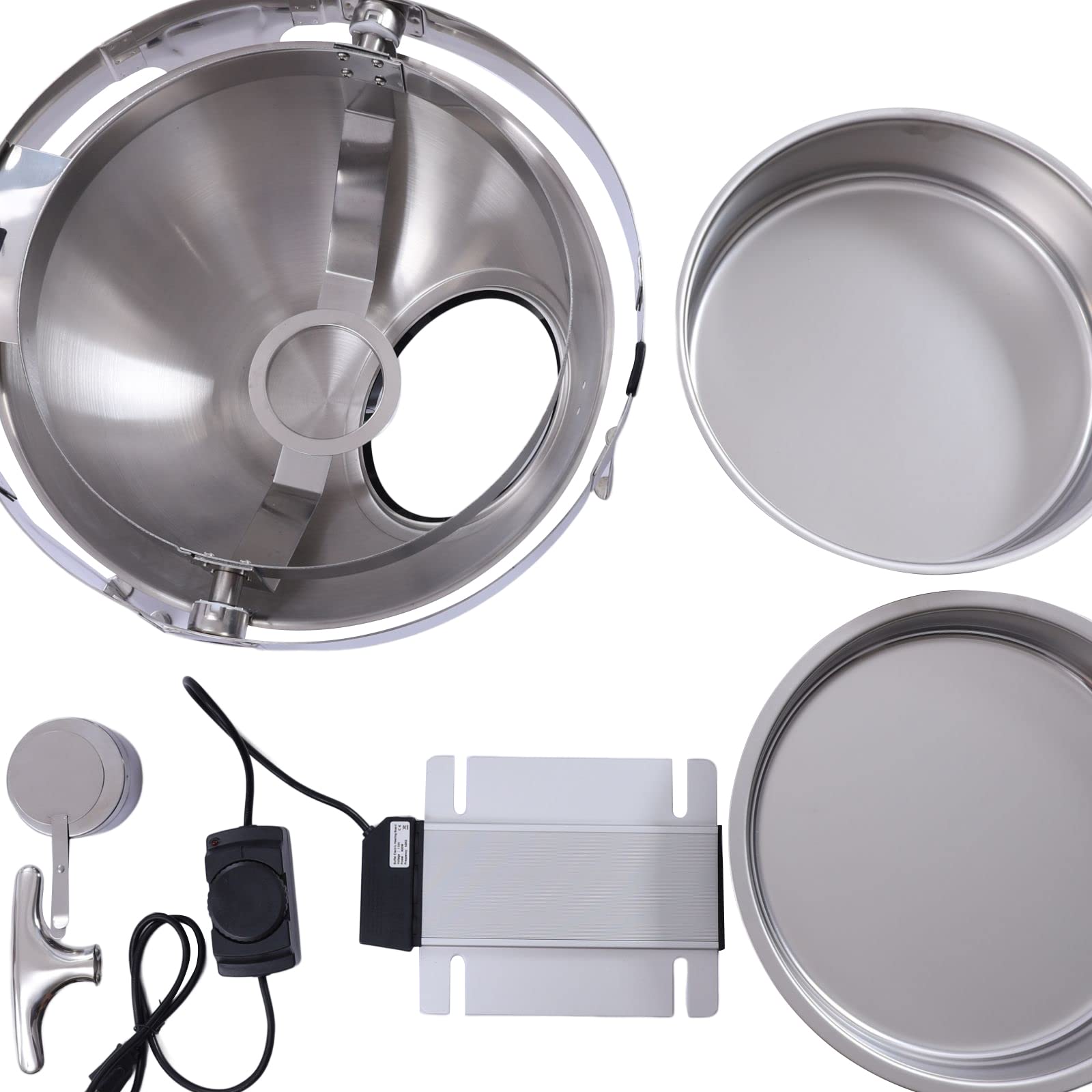 JINHZIXIU 6L Roll Top Chafing Dish Round Roll Top Bundle Electric & Alcohol Heating Stainless Steel Chafer with Glass Transparent Body Roll Top Chafing Dish Buffet Food Warmer Set for Catering Event