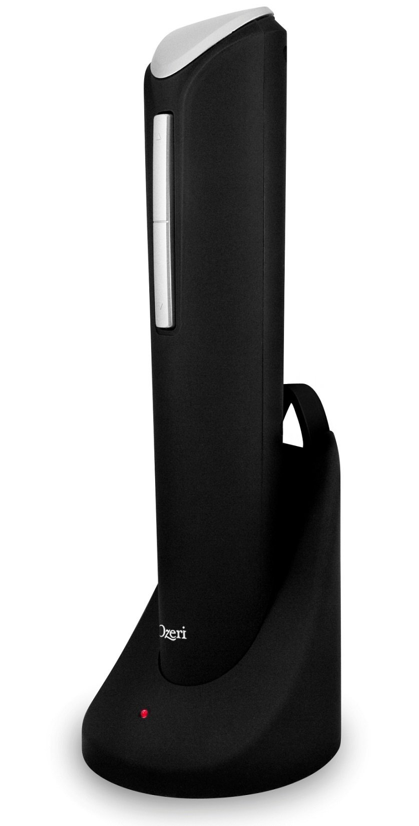 Ozeri Pro Electric Bottle Opener with Wine Pourer, Stopper, Foil Cutter, and Elegant Recharging Stand, Black