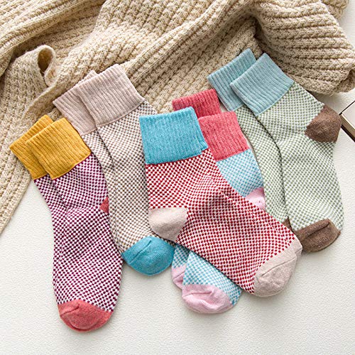 Reokoou Medium Length Women Socks Socks Knit Socks of Winter Wool 5 Womens Soft Cold Warm Pairs Socks Carbon X Socks
