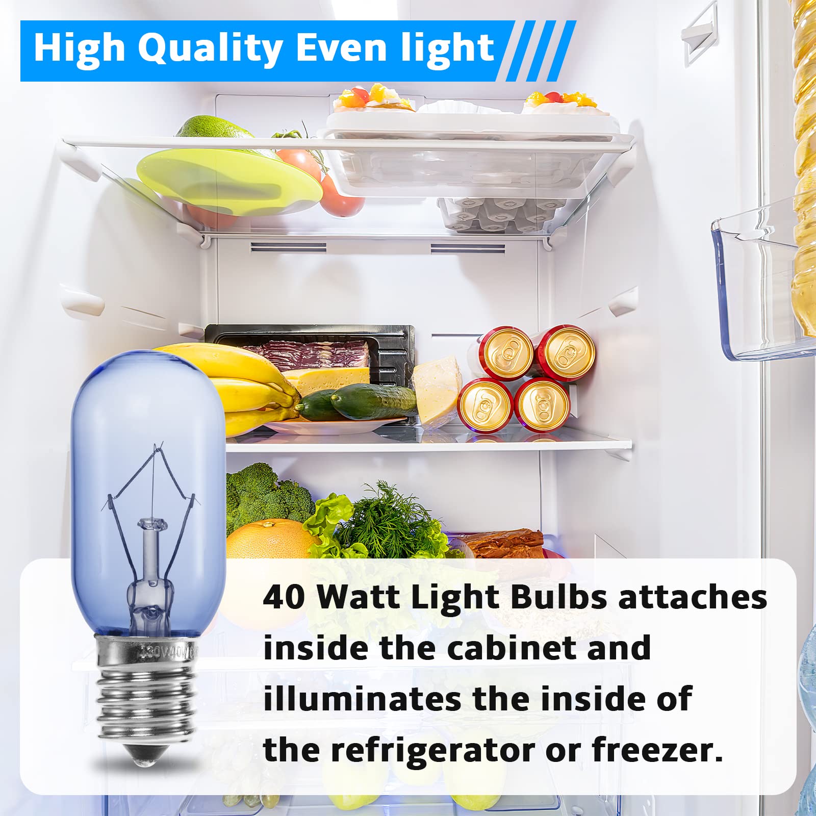 JIOTAR 25W 297048600 Refrigerator Light Bulb for Frigidaire T8 E17 Refrigerator Light Bul 241552802 AP3770086 AP3867287-2 Pack