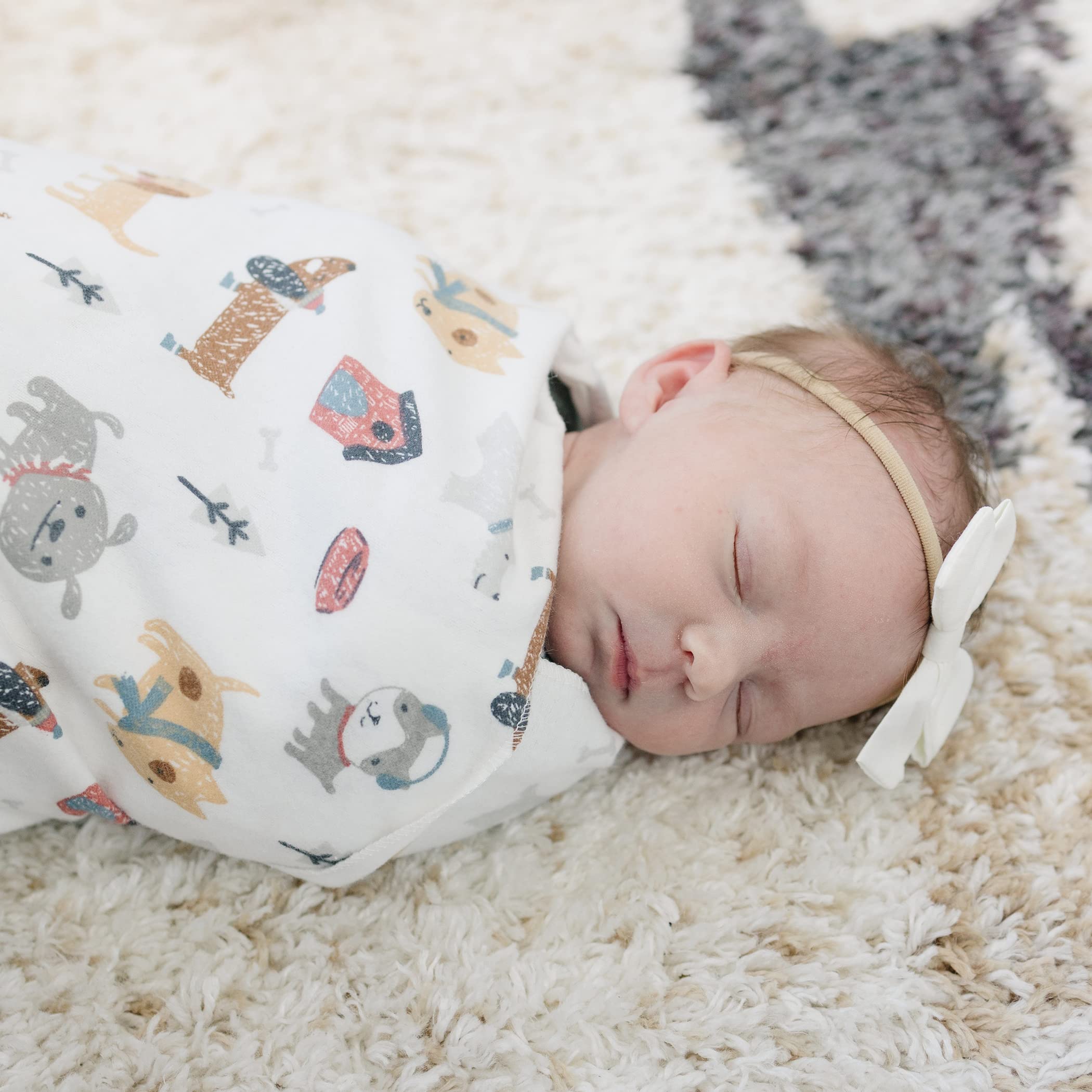 Trend Lab Dog Park Jumbo Flannel Swaddle Baby Blanket - Cozy, Soft