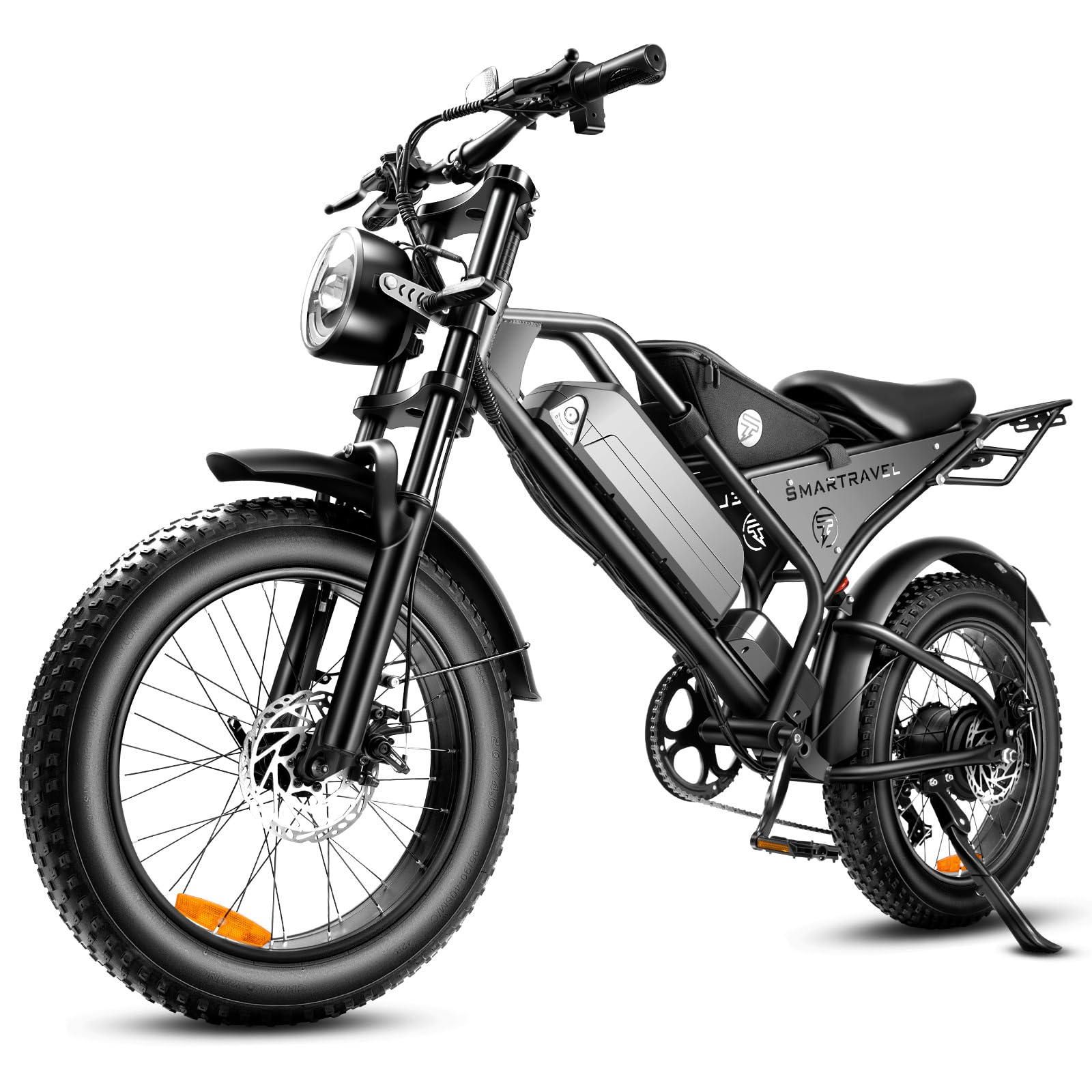 SMARTRAVEL DK400 Electric Bike for Adults,Ebike with 1000W Motor, 48V/15Ah and Up to 28+MPH,Simano7 Speed (Upgrade Front Turn Signal+Rear Rack)âŚ