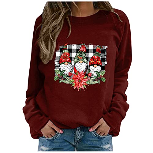 Sweatshirt For Women Plus Size Crewneck Loose Shirts Long Sleeve Sweatshirts Tunic Tops for Leggings Fall Sweatshirt Wine