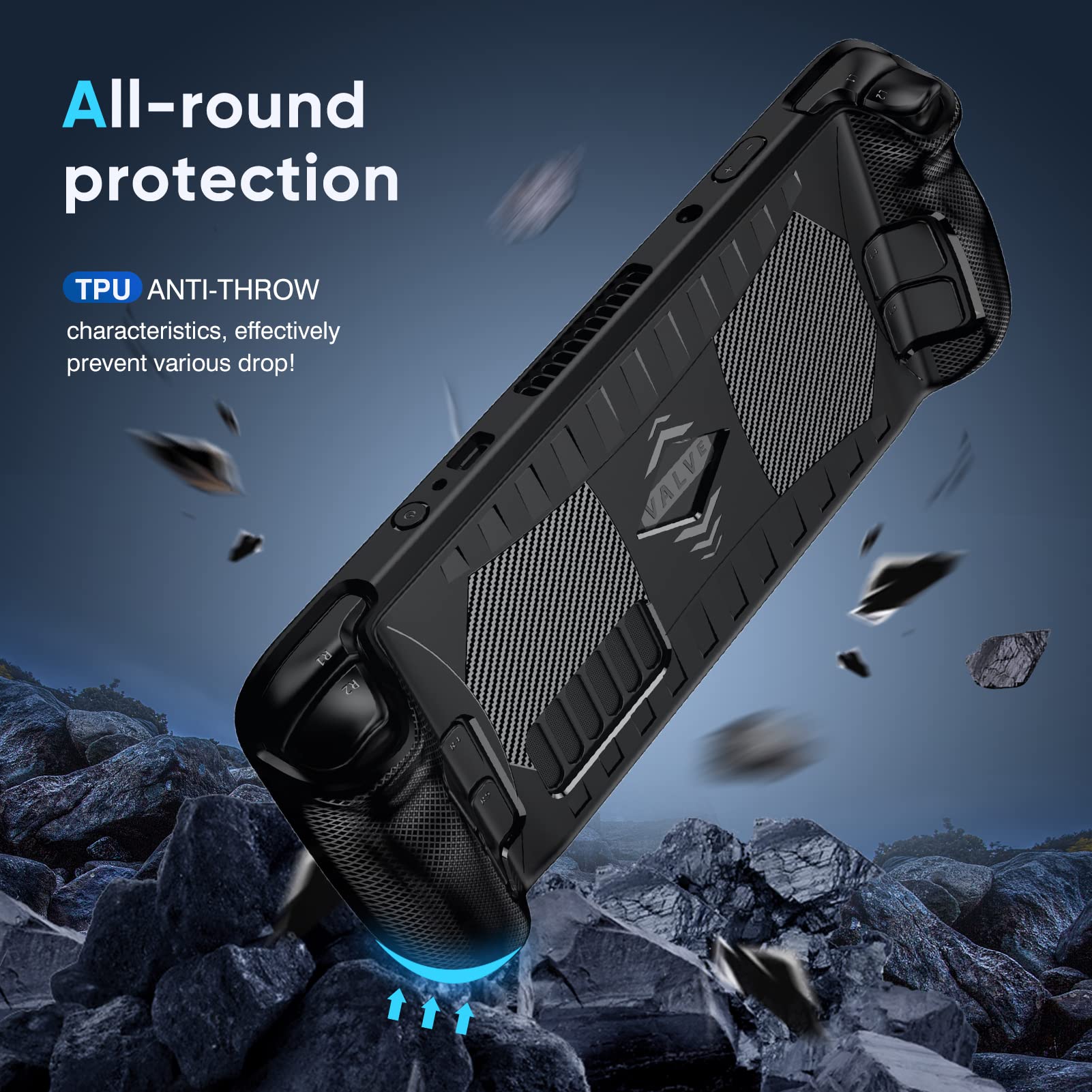 Steam Deck Case Stream Deck Case with Anti-Slip Particles, Compatible with Steam Deck Cover, Anti-Skid Anti-Collision Anti-Scratch Anti-Scratch Ergonomically Designed Anti-Drop Grip Design