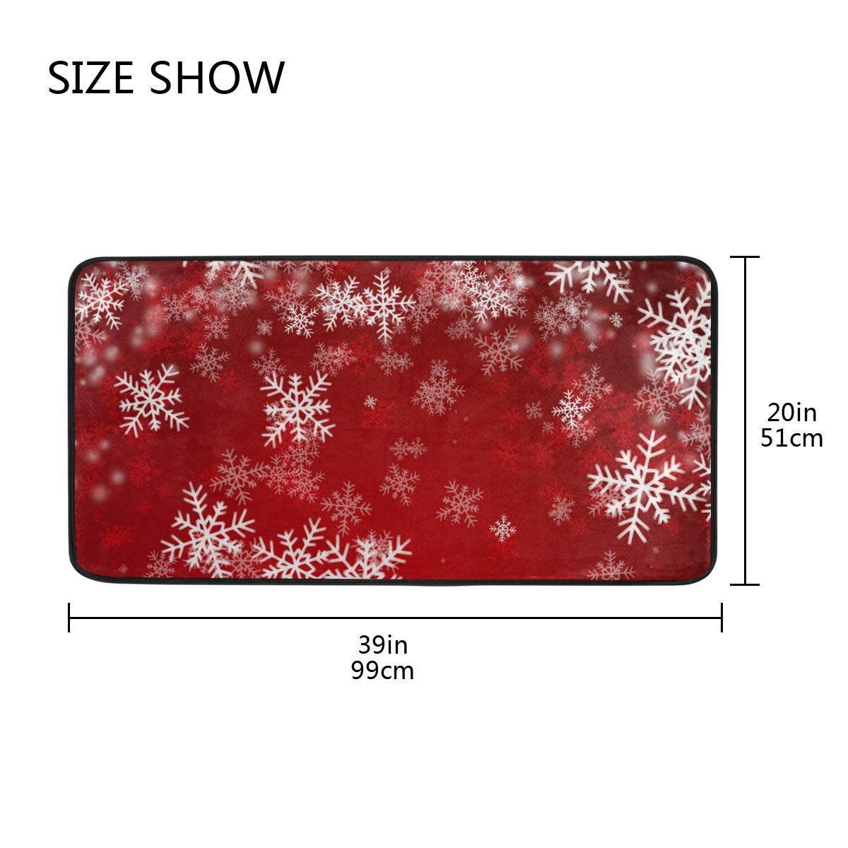 One Bear Christmas Kitchen Rugs and Mats Non Skid Washable Winter Snowflake Red Cushioned Mats AntiFatigue Floor Doormat Farmhouse 39 x 20 inch