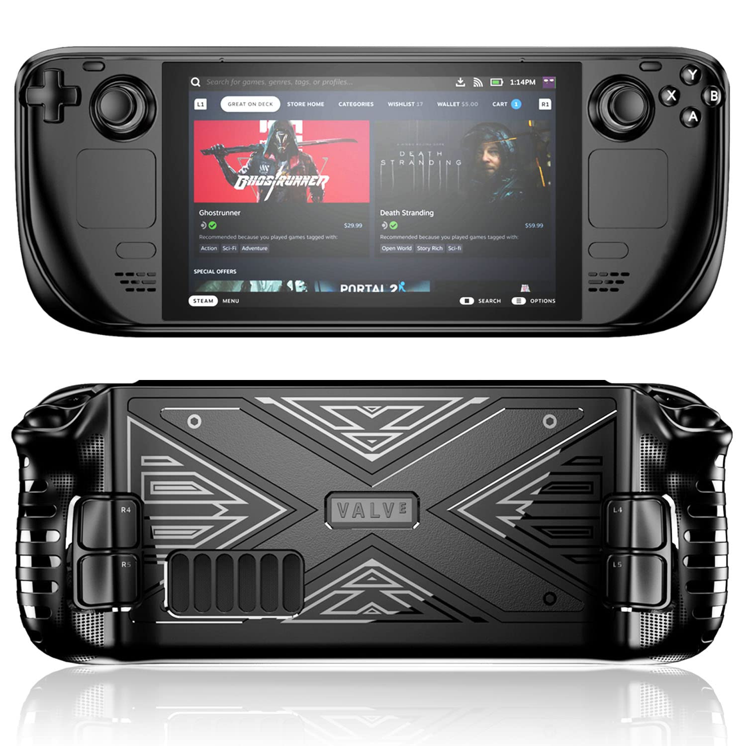 Steam Deck Case,Mensican Stream Deck TPU Protective Cover Case with 2-Pack Screen Protector, Trackpads Skins Compatible with Steam Deck,Shock-Absorption, Non-Slip and Anti-Scratch Ergonomically Design