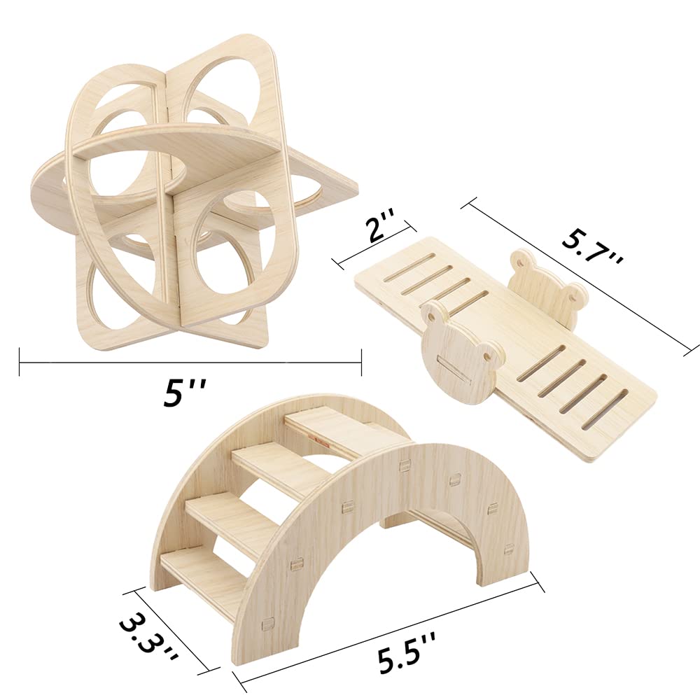 kcrygogo Hamster Maze Wood House Fun Slide House Double-Decker Hut with Stair and Exercise Chew Toys for Dwarf Gerbil Mouse Mice Rat Tiny Animals