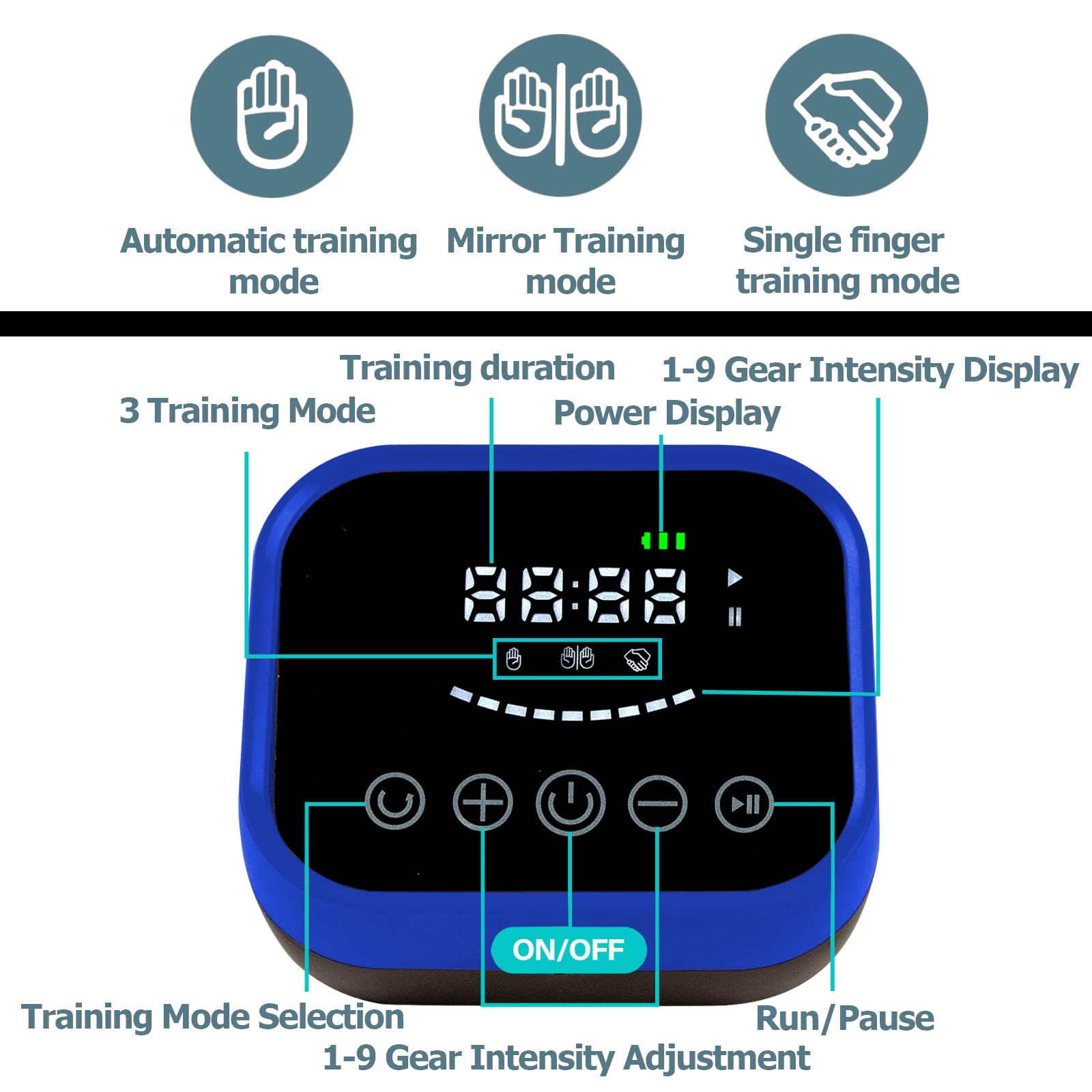 KCYXSMAX Rehabilitation Robot Gloves Flexion & Finger Exerciser Gloves Hand Strengthener Physical Therapy Equipment for Stroke Hemiplegia Hand Dysfunction Patient 9 Intensity Gears 3 Training Modes