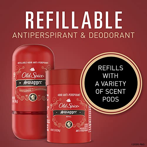 Old Spice Swagger Starter Kit, One Refillable Case, Two Antiperspirant Deodorant Refills, 2 oz each, Total 4 oz