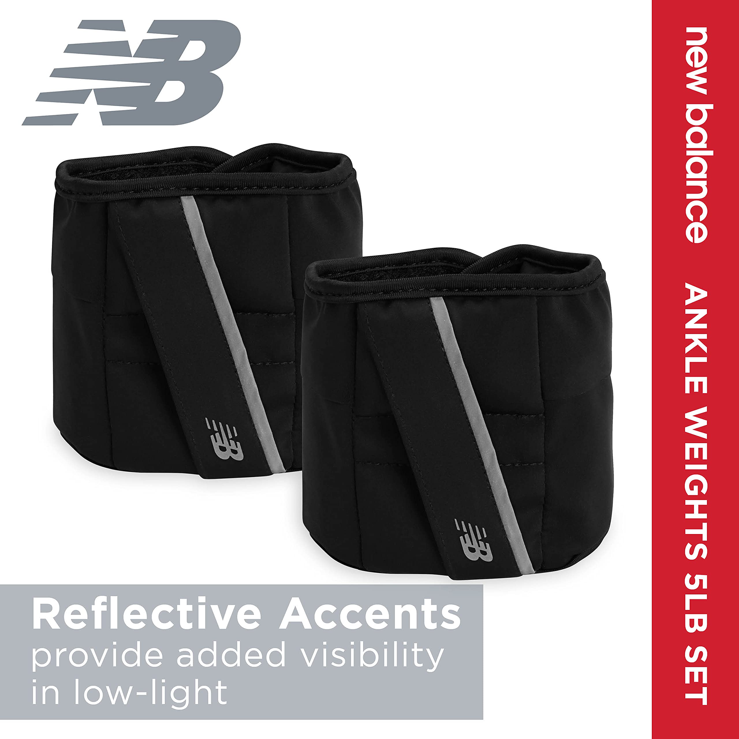 New Balance Ankle Weights For Women & Men - Adjustable Strength Training Weight Sets for Walking, Running, Pilates, Yoga, Aerobics, Cardio Exercises (Available in 3, 5lb & 8 Pound Sets), 5lb Set