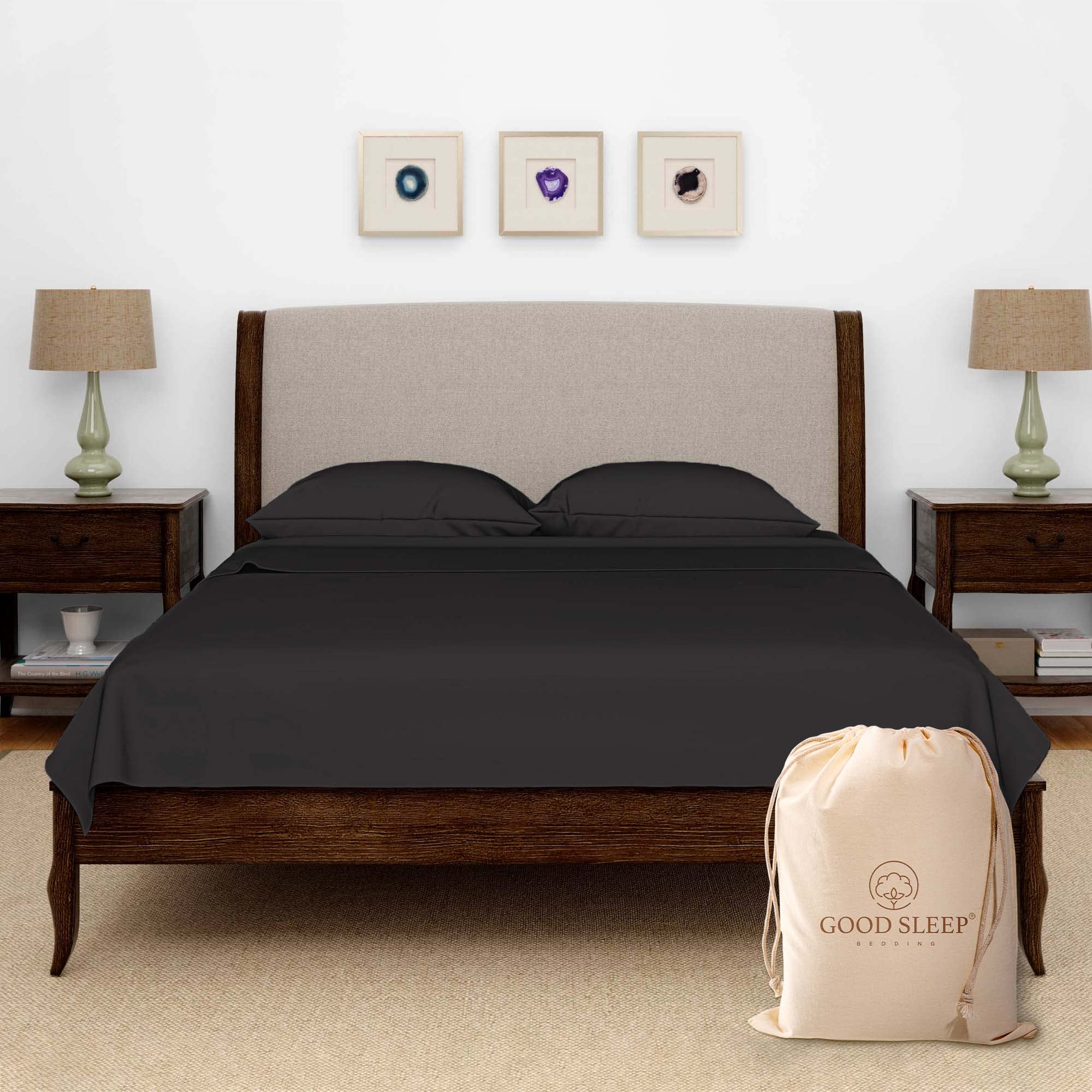Olympic Queen Sheets Set, 100% Egyptian Cotton, Luxury 600 Thread Count, 4 Pc Super Queen Sheets Sets, Soft & Breathable, Snug Fit, 16" Deep Pocket Fitted Sheet, 2 Pillowcases & 1 Flat Sheet, Taupe