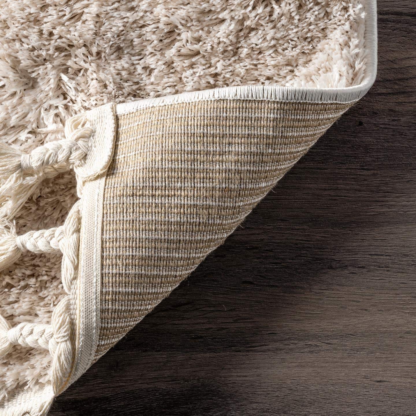 nuLOOM Elliot Soft Abstract Shag Tassel Plush Area Rug, 8x10, Beige