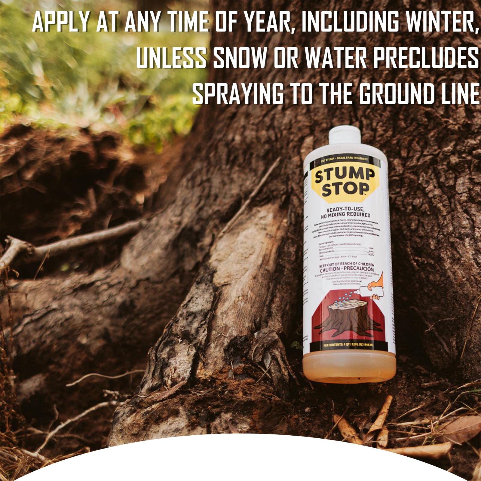 Stump Stop Ready to Use Herbicide Stump Remover - Stump Killer for Trees - Kill Poison Ivy and Poison Oak - Perfect Lawn Care - Available with Premium Quality Centaurus AZ Gloves - 32oz.