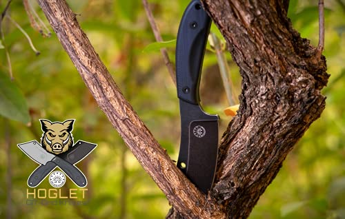 Off-Grid Knives - HOGLET EDC Fixed Blade Knife, Blackwash Blade, G10 Scales & Kydex Sheath with Scout Carry and Vertical Carry Belt Clip, Camping, Hunting, Hiking, Camp Kitchen (Blackout)