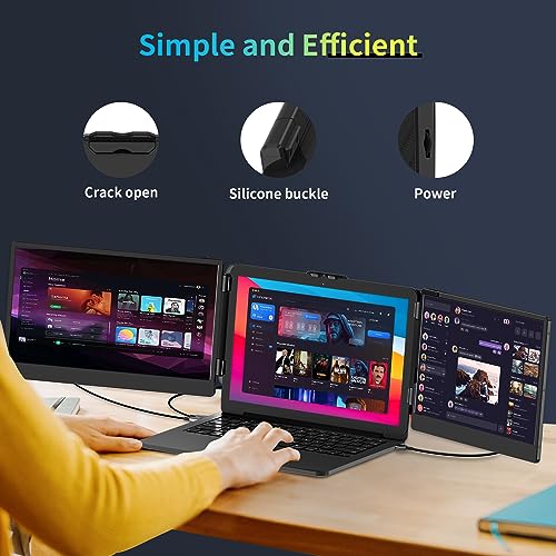 Venraty 14'' Laptop Screen Extender, Portable Monitor Screen Extender for Laptop, Full HD IPS Display&Dual Triple Monitor Extender Compatible with 13β-17β Laptops (Triple 14")