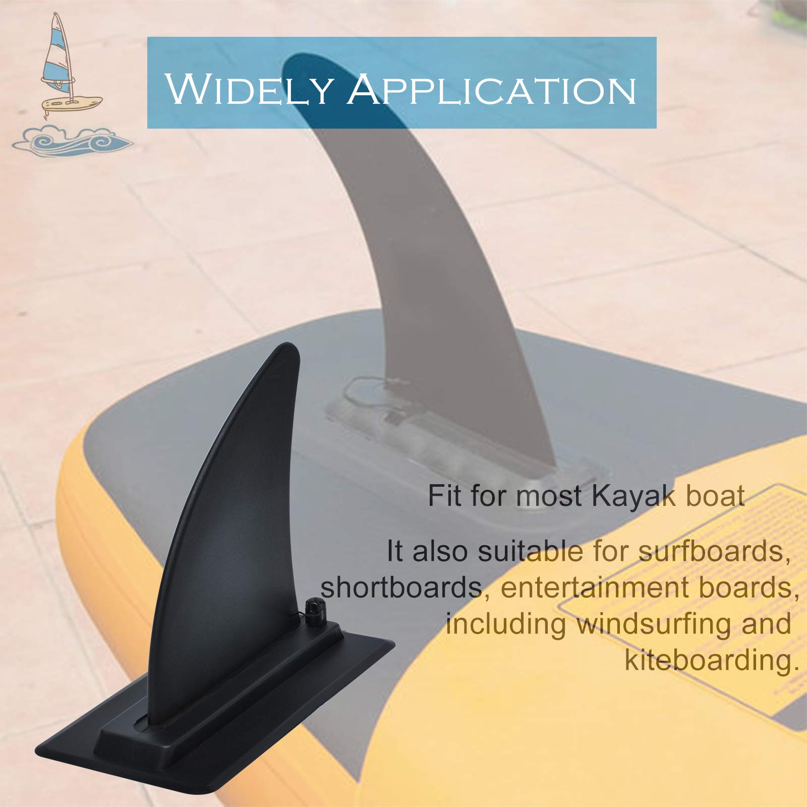 Ligefoy Kayak Skeg Tracking Fin, 8 inch Detachable Center Fin for Compatible with Inflatable Canoe Boat Dinghy, Long Board Surfboard Paddle Board Kayak Fin Mounting Points (1 Set)
