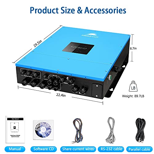 SUNGOLDPOWER UL1741 6000W 48Vdc Hybrid Solar Inverter, AC 240V Input, AC 120V/208V/240V Output Split Phase Inverter, AC Coupled, IP65 Rating Waterproof Inverter for Grid Tied and Off Grid System