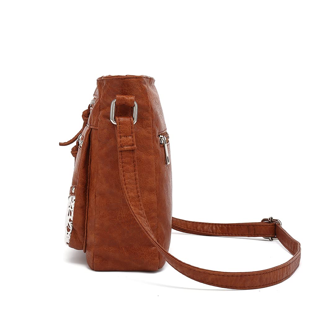 Style Strategy Crossbody Bags for Women Travel Soft Purses and Handbags Multi Pocket Washed material handbag Shoulder (denim)