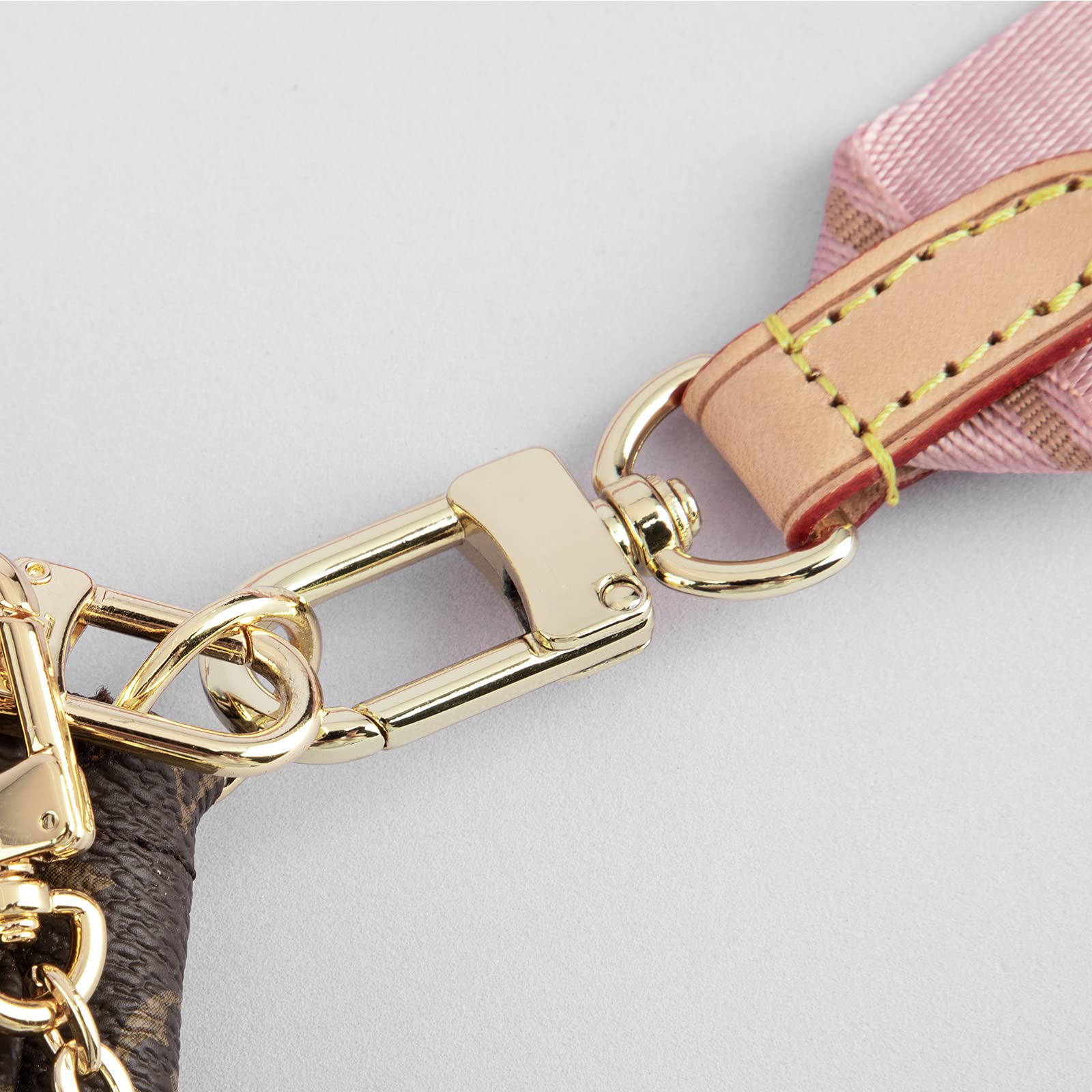 LIZHYY Multi Pochette Accessories Strap for LV Crossbody Shoulder Multi Purpose Strap Canvas Stripes (pink), 31-47in