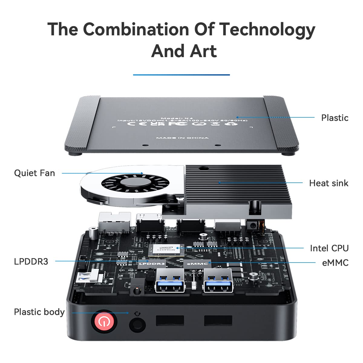 TRIGKEY W10 Mini-PC Intel Computer Celeron N3350, 4GB DDR3 RAM 64GB EMMC N4 Mini PCs, Dual 4K HDMI, USB 3.0, WiFi5, 12V/2A, Mini Desktop PC Office with Auto Power On, Wake On LAN