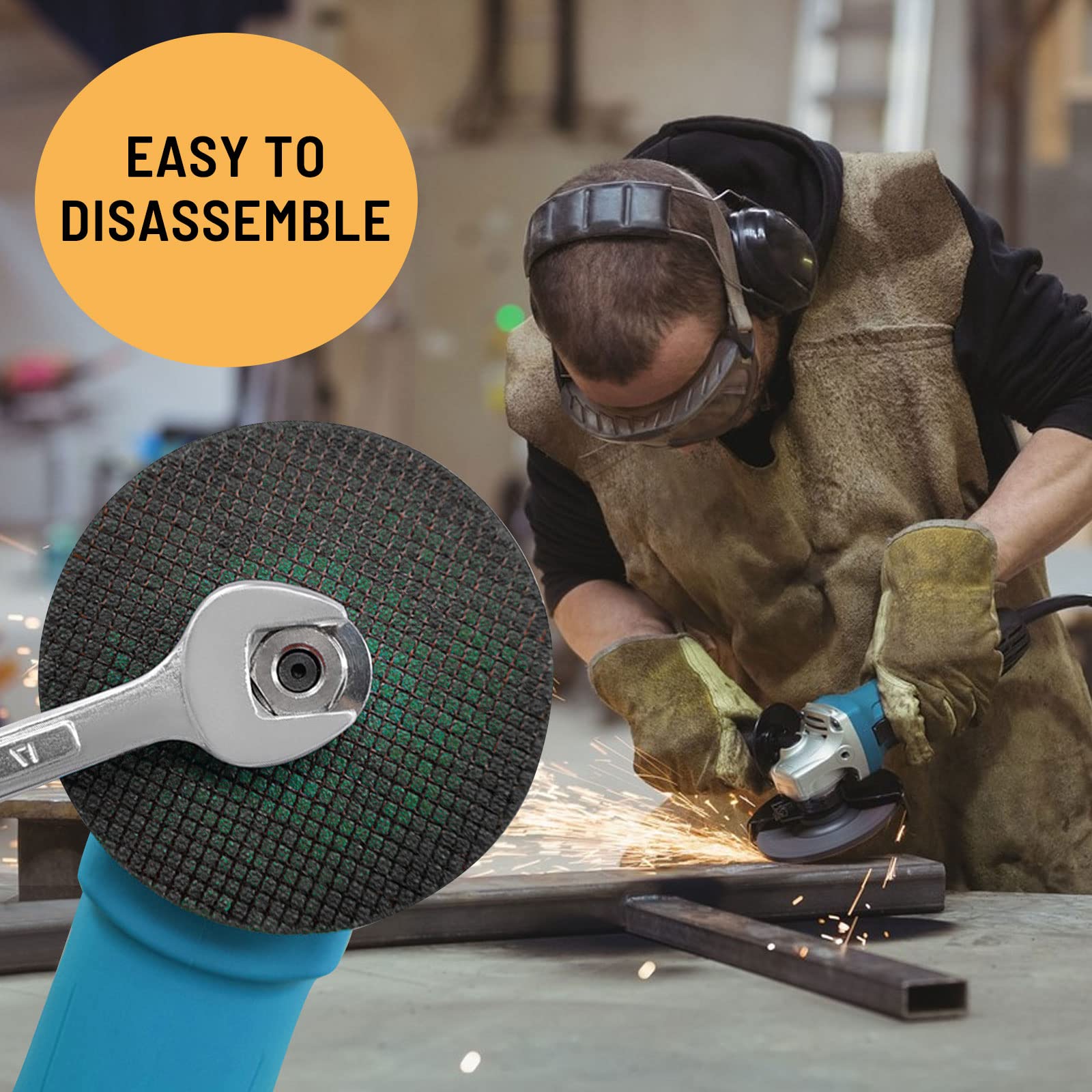 Suitable for 100-type Angle Grinder Flange nut Modification Parts Modified Plywood Stainless Steel Pressure Plate Cover Hexagonal Design Daily use 0.51 inch Open-end Wrench