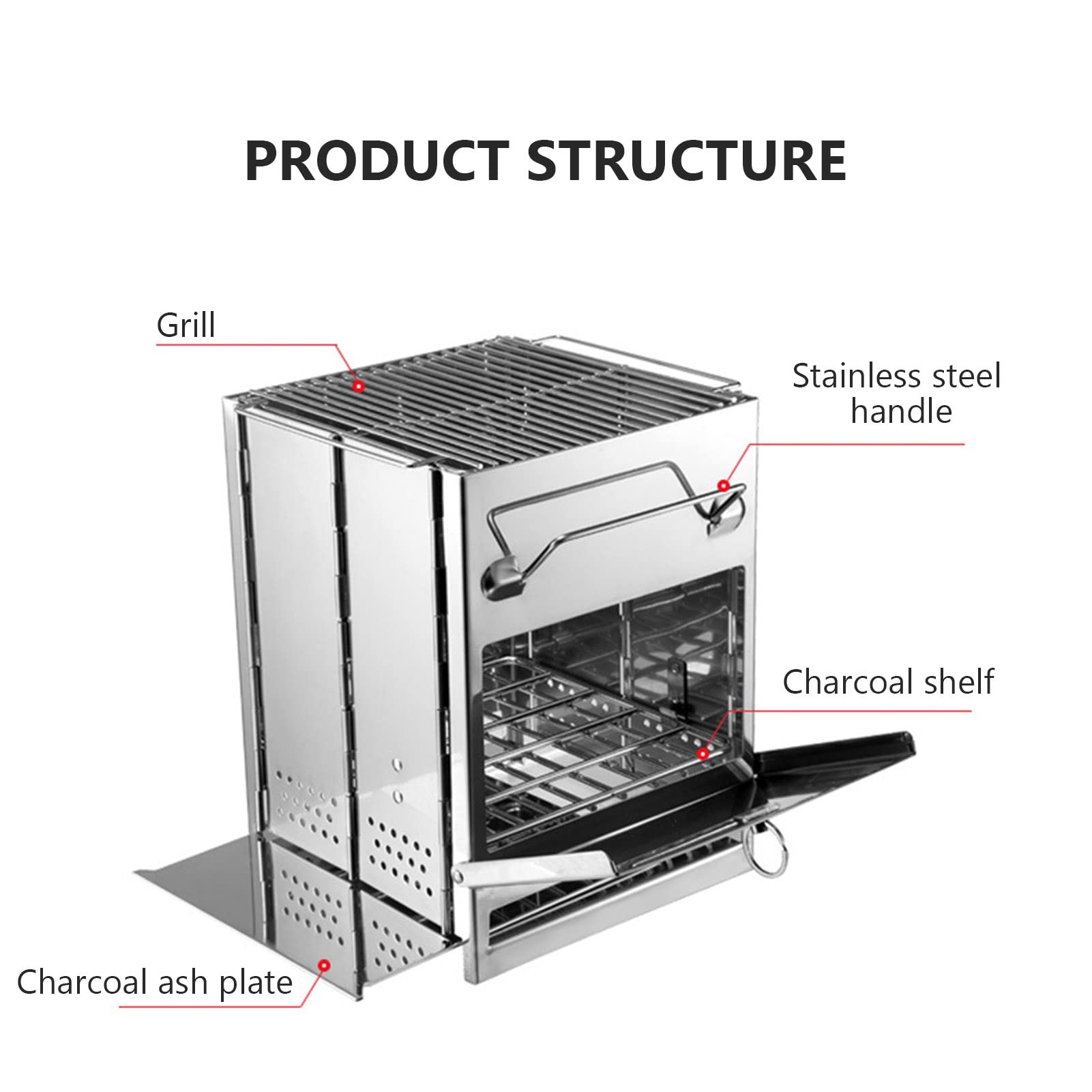 LIXADA Camping Wood Stove Folding Stainless Steel Stove Grill Portable Backpacking Stove Alcohol Burn Stove with BBQ Grill Storage Bag (Type1)