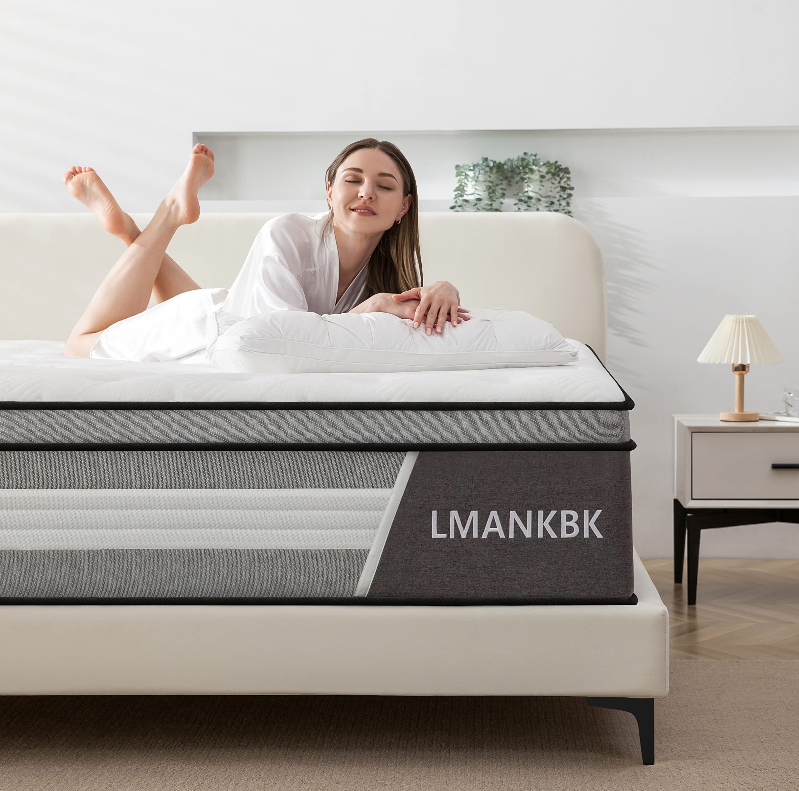LMANKBK King Mattress, 14 Inch Innerspring Hybrid Mattress in a Box with Gel Memory Foam, Individually Wrapped Encased Coil Pocket Spring Mattress, Pressure Relief, Medium Firm Support,76"*80"*14"ā¦