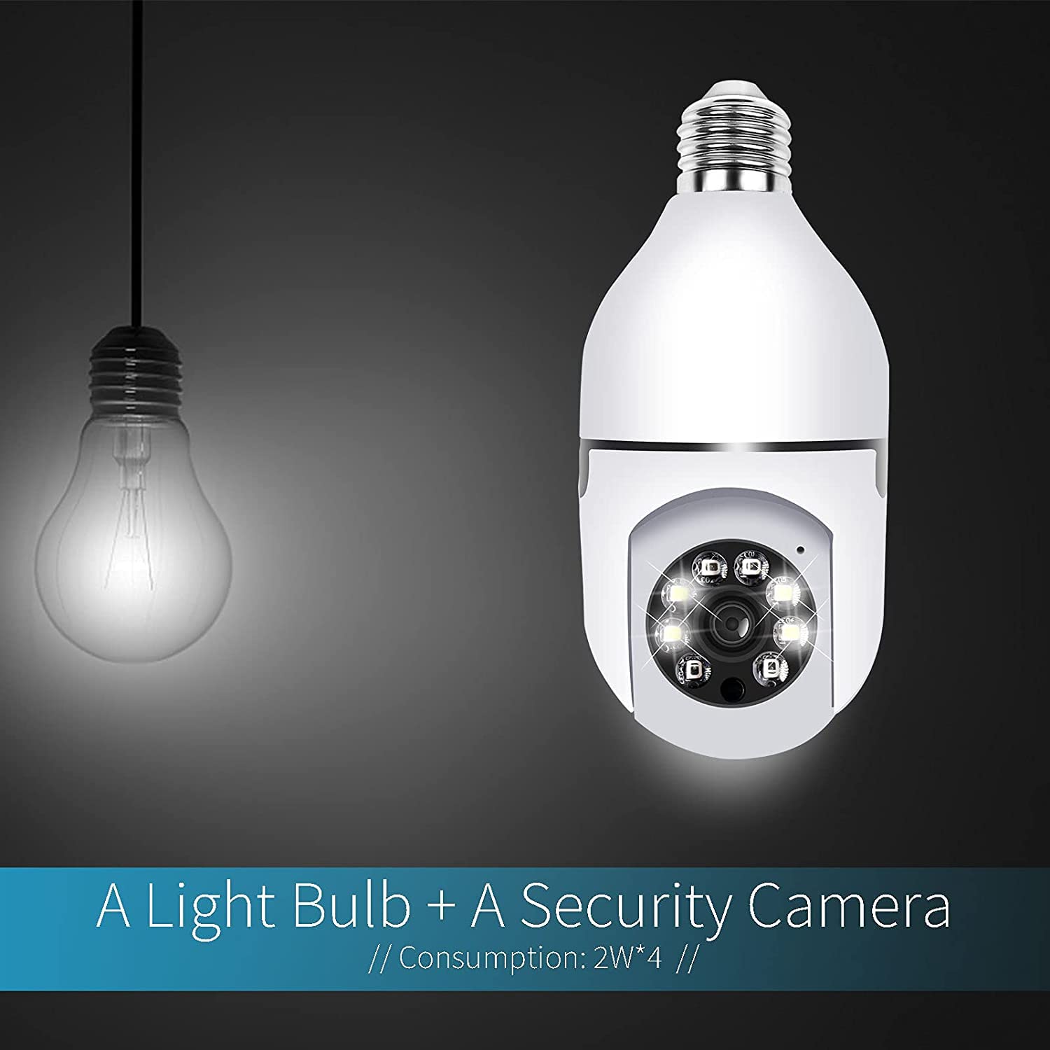 Light Bulb Security Camera, 5GHz 2.4GHz ,Degree Pan/Tilt Panoramic IP Security Camera, TUYA WiFi 1080P Smart Home Surveillance Cam with Motion Detection Alarm Night Vision Two Way Talk Indoor E27