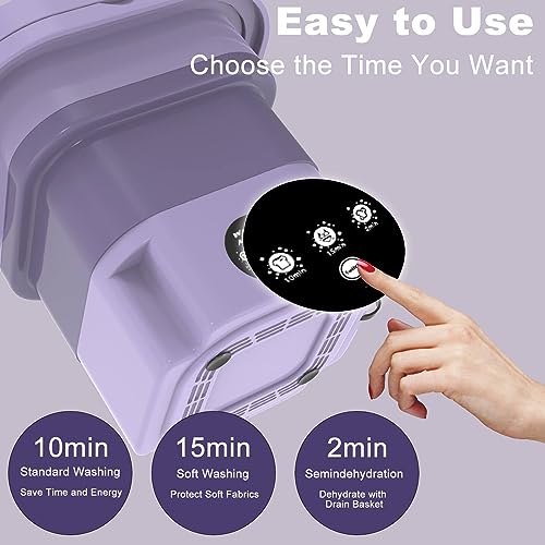 Mini Portable Washing Machine, Foldable Washing Machine with Spin-Dry Basket, Small Portable Washer and Dryer Combo for Travel, Underwear, Socks