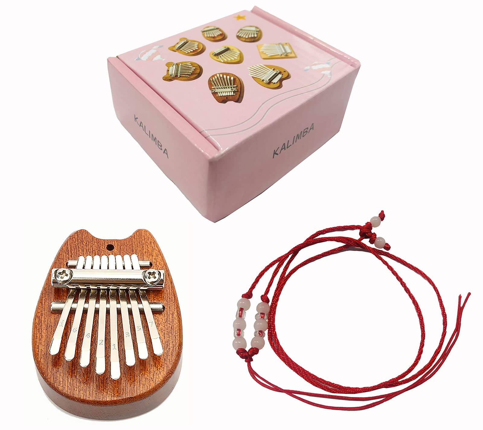 OMUU Mini Kalimba Thumb Piano, Solid Wood 8-Key Finger Piano With Lanyard, Portable Marimba Music Thumb Piano, The Best Gift for Novices.