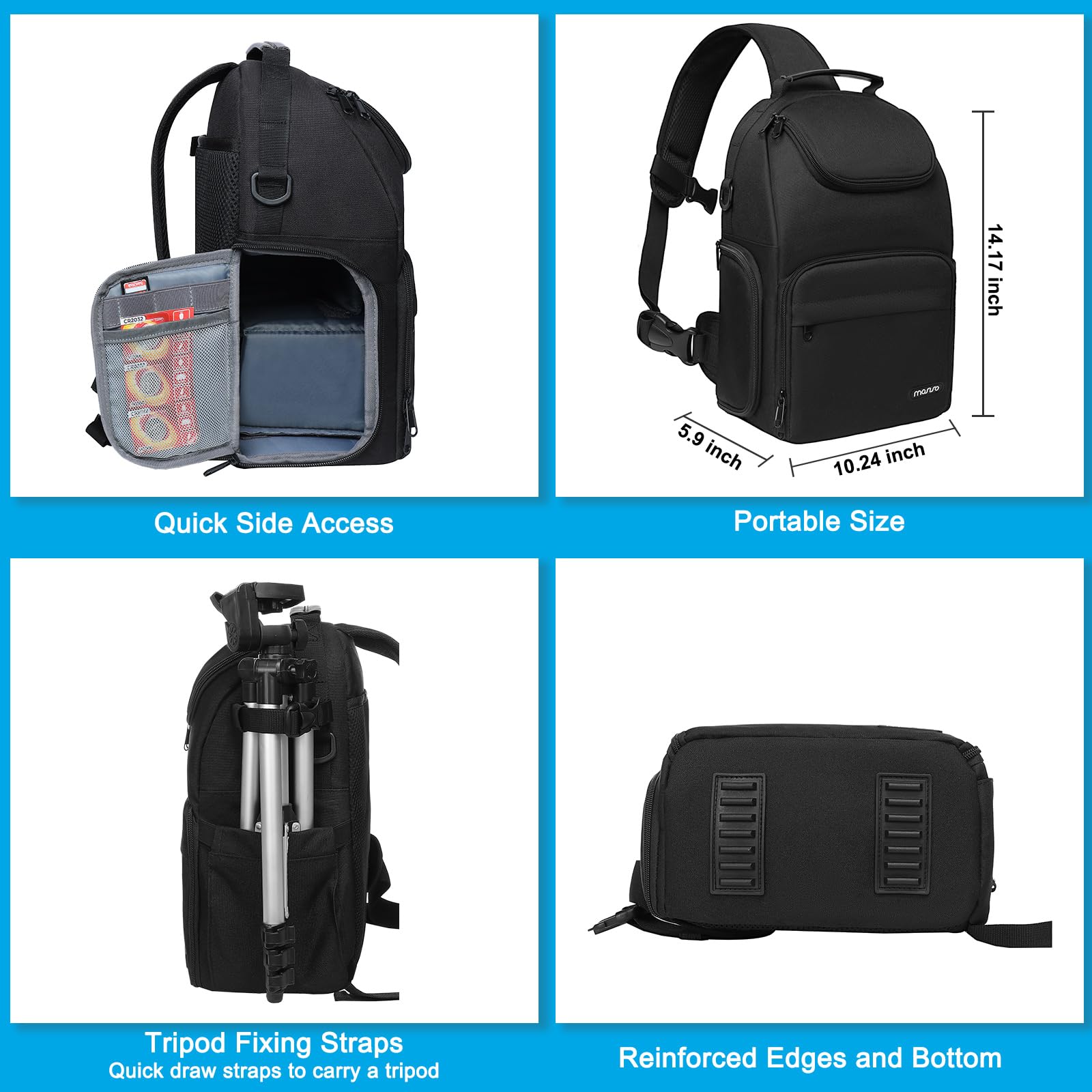 MOSISO Camera Sling Bag, DSLR/SLR/Mirrorless Camera Case Crossbody Sling Backpack for Photographers with Tripod Holder&Removable Modular Inserts&PU Handle Compatible with Canon/Nikon/Sony, Black