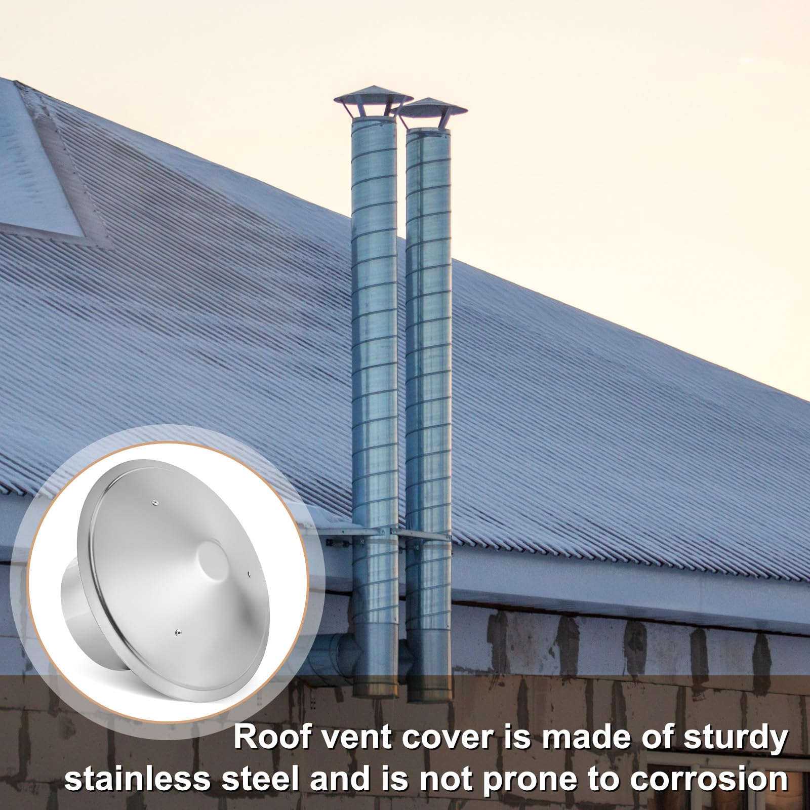 Tandefio 6 Inch Cone Top Chimney Cap Stainless Steel Cone Cap with Screen Chimney Cover Outside Roof Silver Fireplace Screen Cover Exterior Stove Pipe Topper for Vent Flue Family Kitchen Cooking