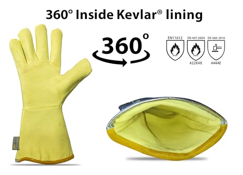SpecxArmor® Graywolf® Kevlar Aluminized Heat Resistant Welding Glove/Large/1472°F │Fire Gloves│Kevlar Gloves│High Heat Gloves │Foundry Gloves │