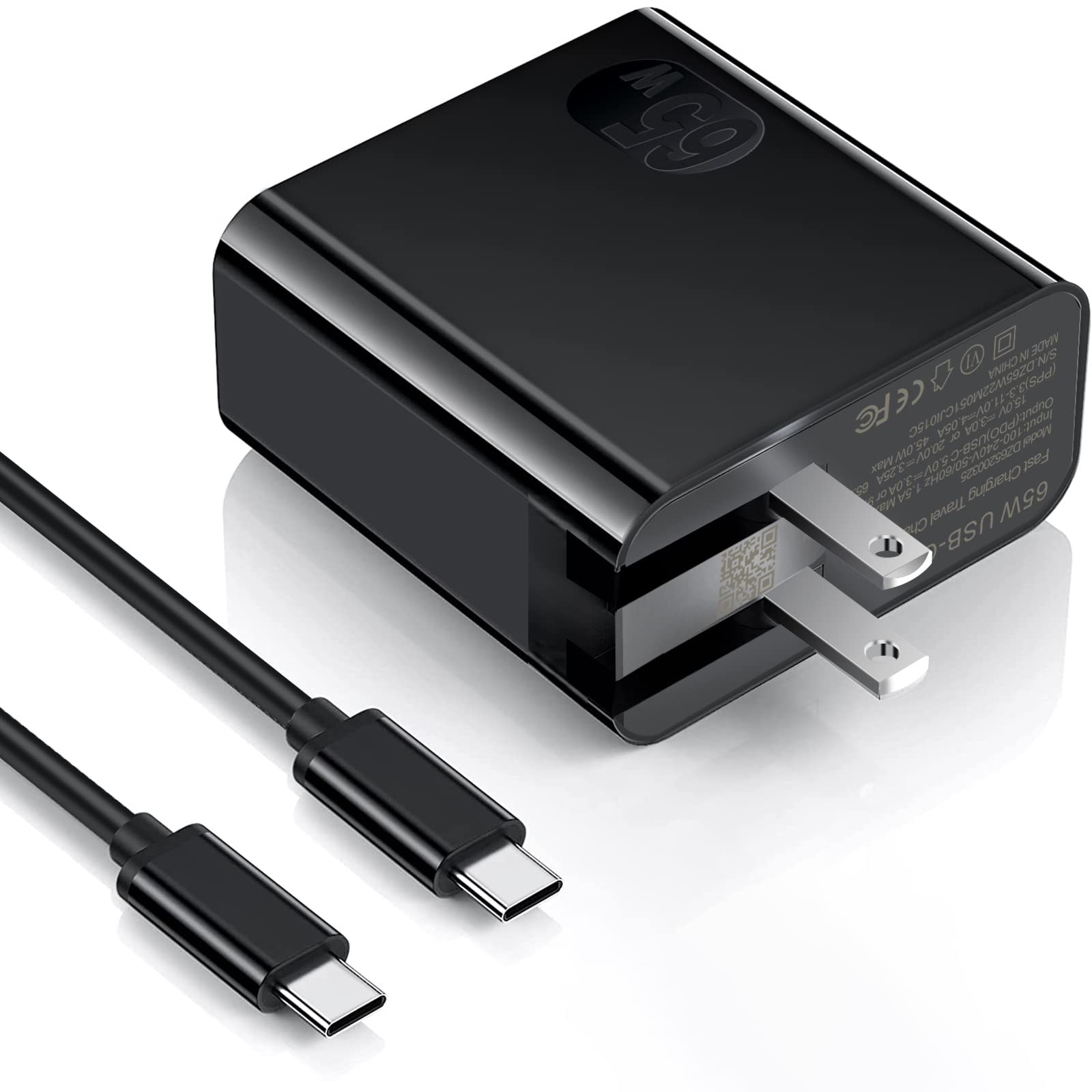USB C Charger for Steam Deck Charger 65W 45W, Type-C PD 3.0 Fast Charger Power Adapter for Steam Deck/Nintendo Switch/Xbox /PS5 /Tablet/Laptop/Phone, Foldable USB-C Wall Adapter with 6ft C-C Cable