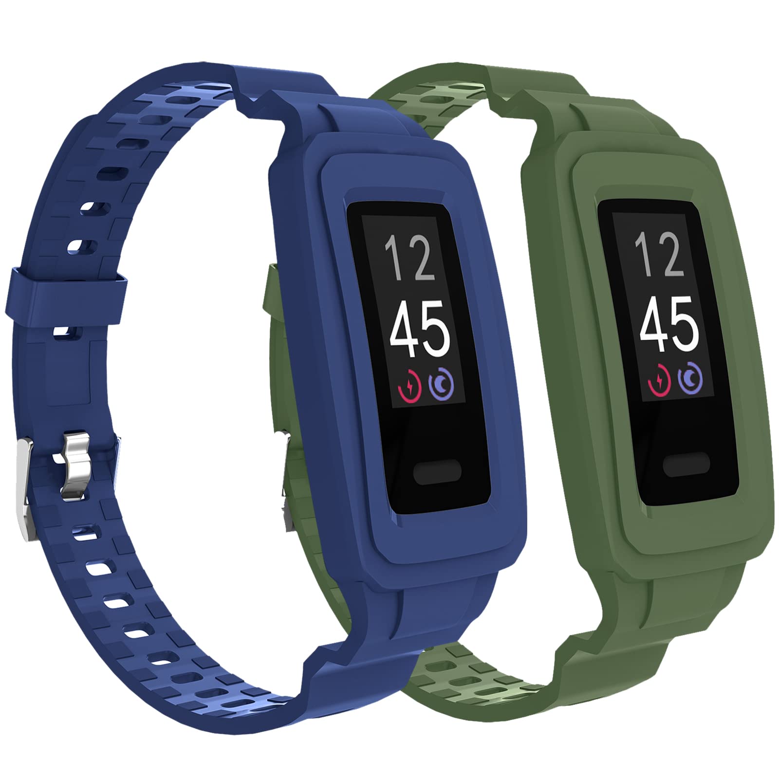 omee 2 Pack Halo View Bands with Case Compatible with Amazon Halo View Fitness Tracker [2021], Halo View Soft Silicone Sport Replacement Band for Men Women