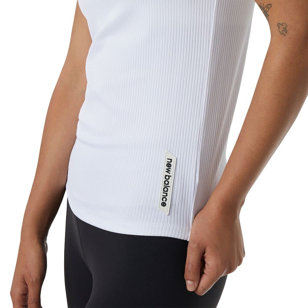 New Balance Women's Perfect Rib Short Sleeve, White, Large