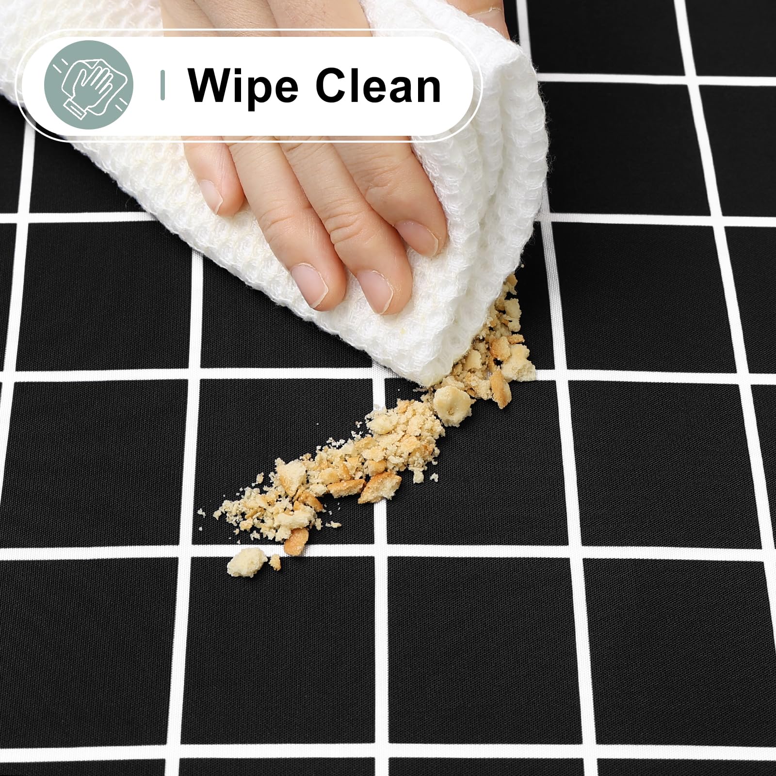 misaya Rectangle Waterproof Fabric Table Cloth, Plaid Stain Proof Polyester Tablecloth, Washable Cloth Table Cover for Dining Room, Kitchen, Outdoor (60" x 84", Black)