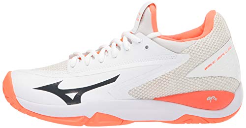 Mizuno womens Impulse Tennis Shoe , White-Fiery Coral , 7 medium US