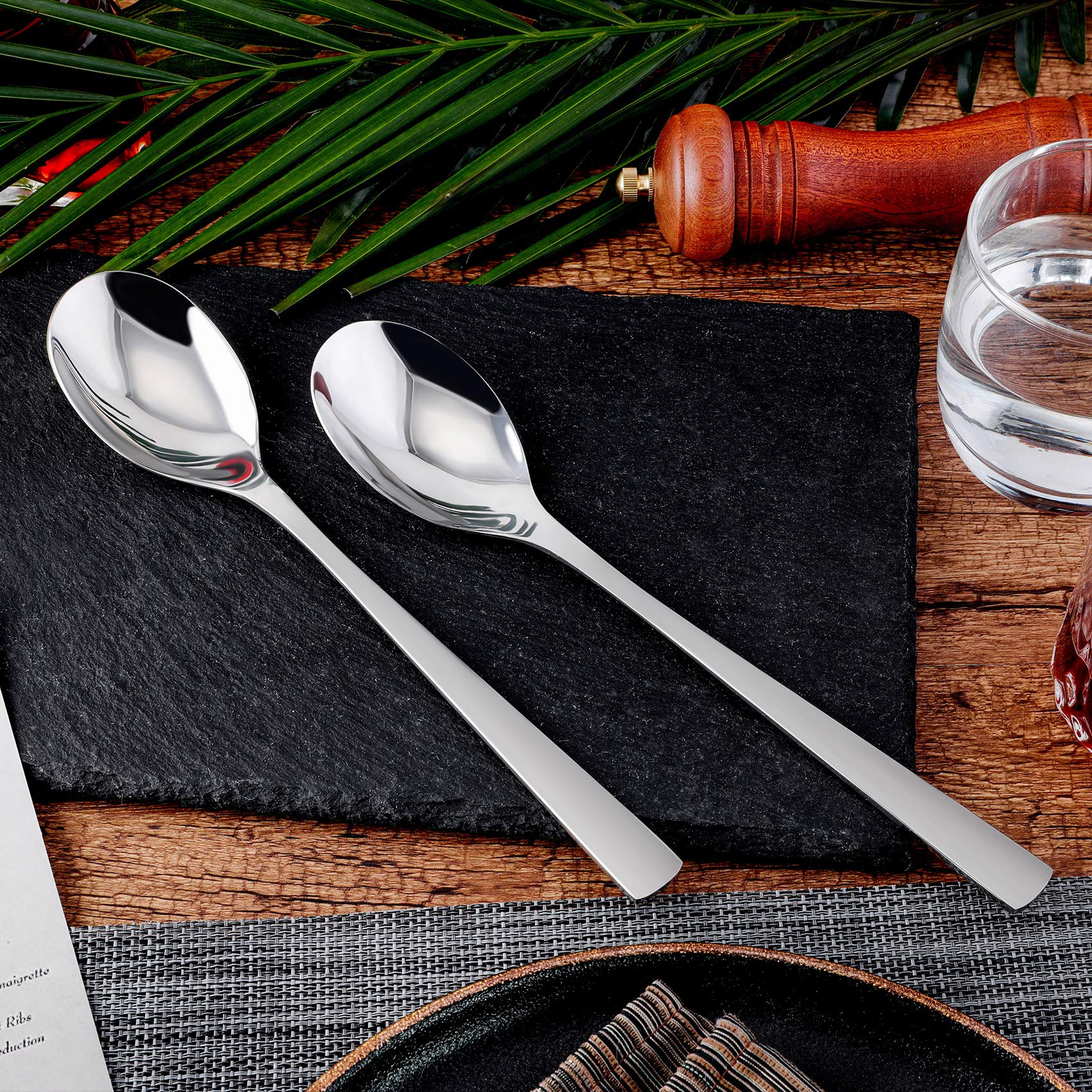 KEAWELL Premium Serving Spoon Set, 18/10 Stainless Steel Large Serving Spoon Tabletop Flatware Serving Utensil Buffet Banquet Serving Tablespoons(Pack in 2/4), Mirror-Polished, Buffet Serving set (4)