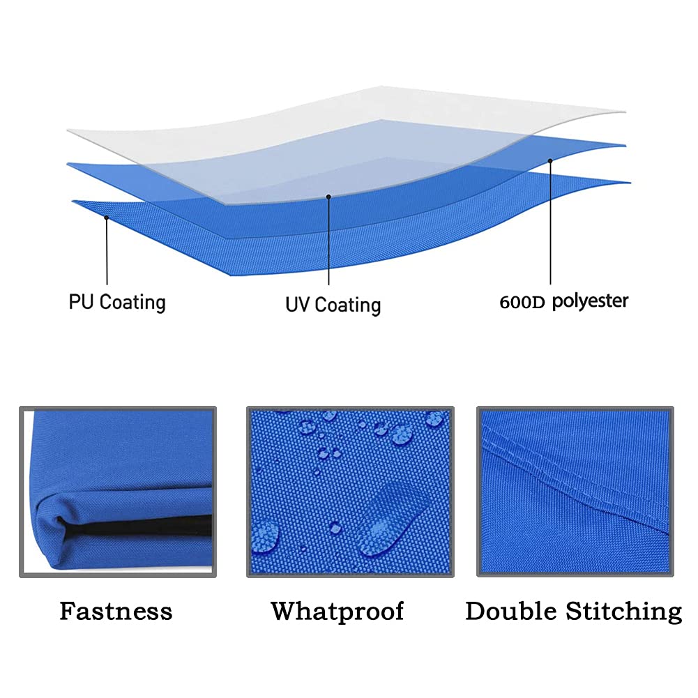 LIKE RAIN Bimini Top Fabric Replacement Canvas Canopy,3 Bow Bimini Top Cover for Boat with Storage Boot,600 D Anti-UV Waterproof Bimini Top Canopy Without Frame,Blue,6'x46x55-60inch