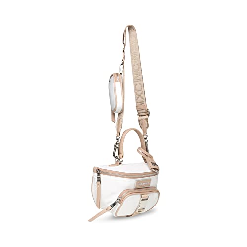 Steve Madden Bexley Nylon Crossbody, White/Tan